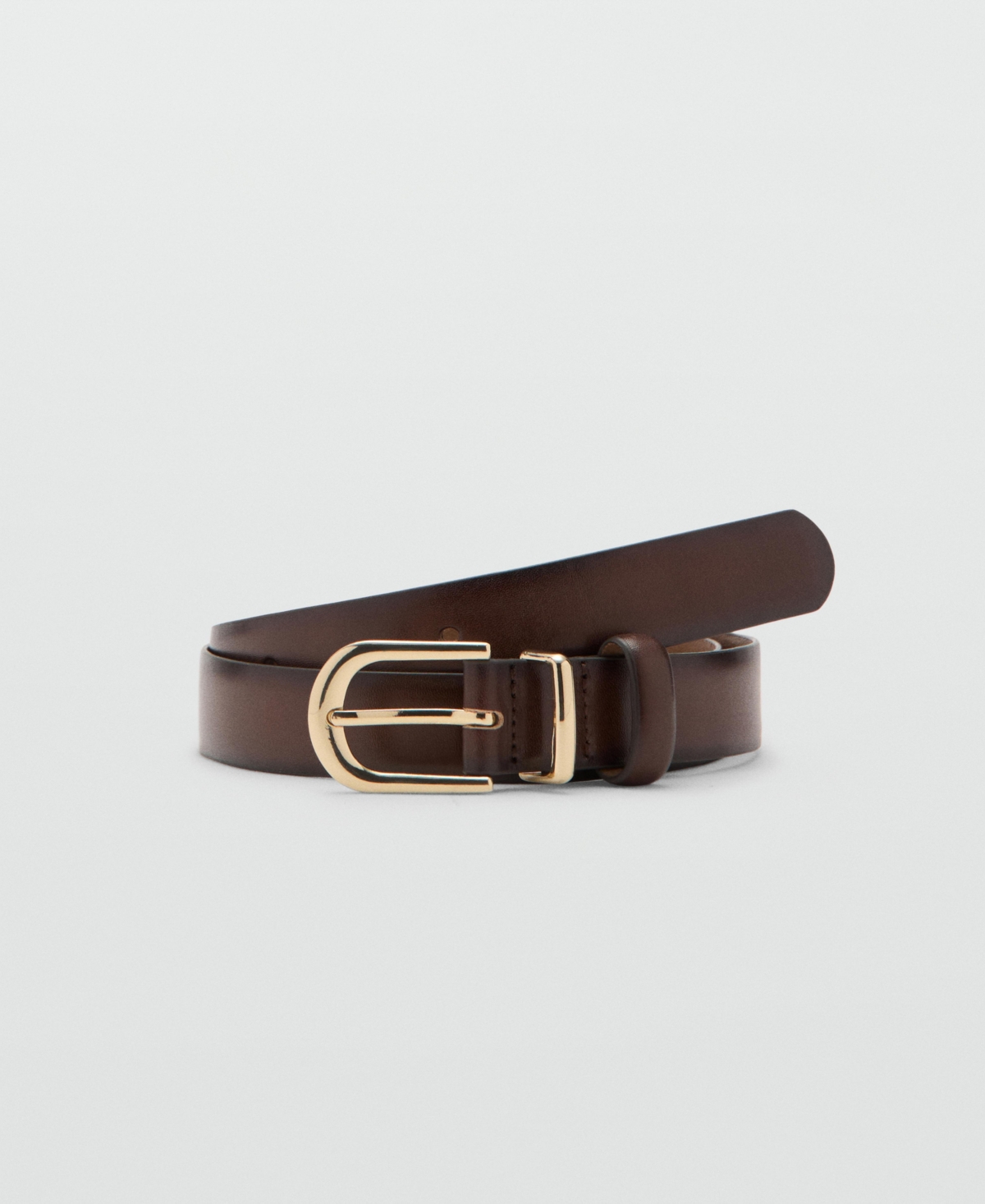 Click here for Mango Womens Buckle Leather Belt - Dark Brown prices