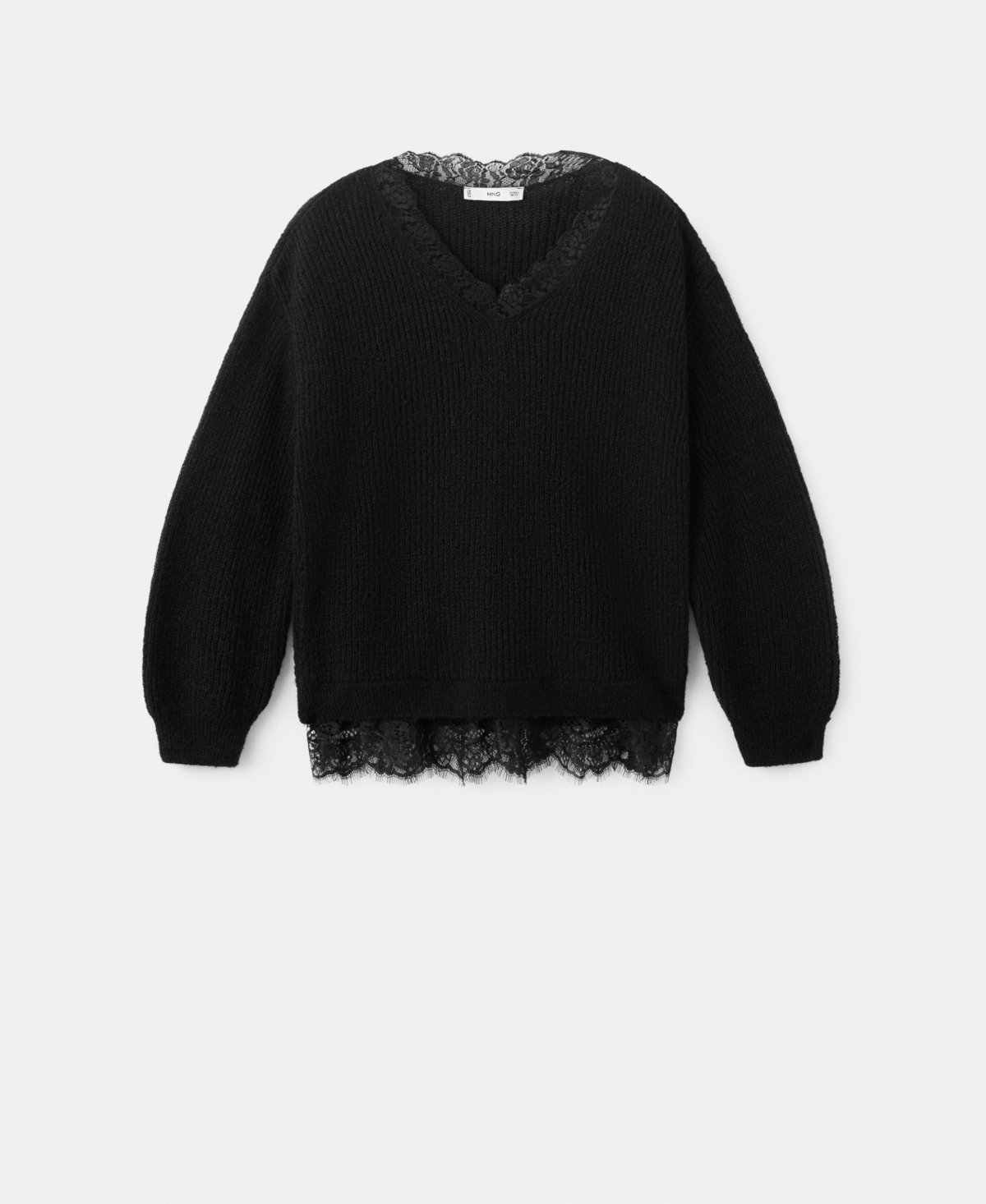 Click here for Mango Womens Lace Knit Jumper Sweater - Black prices
