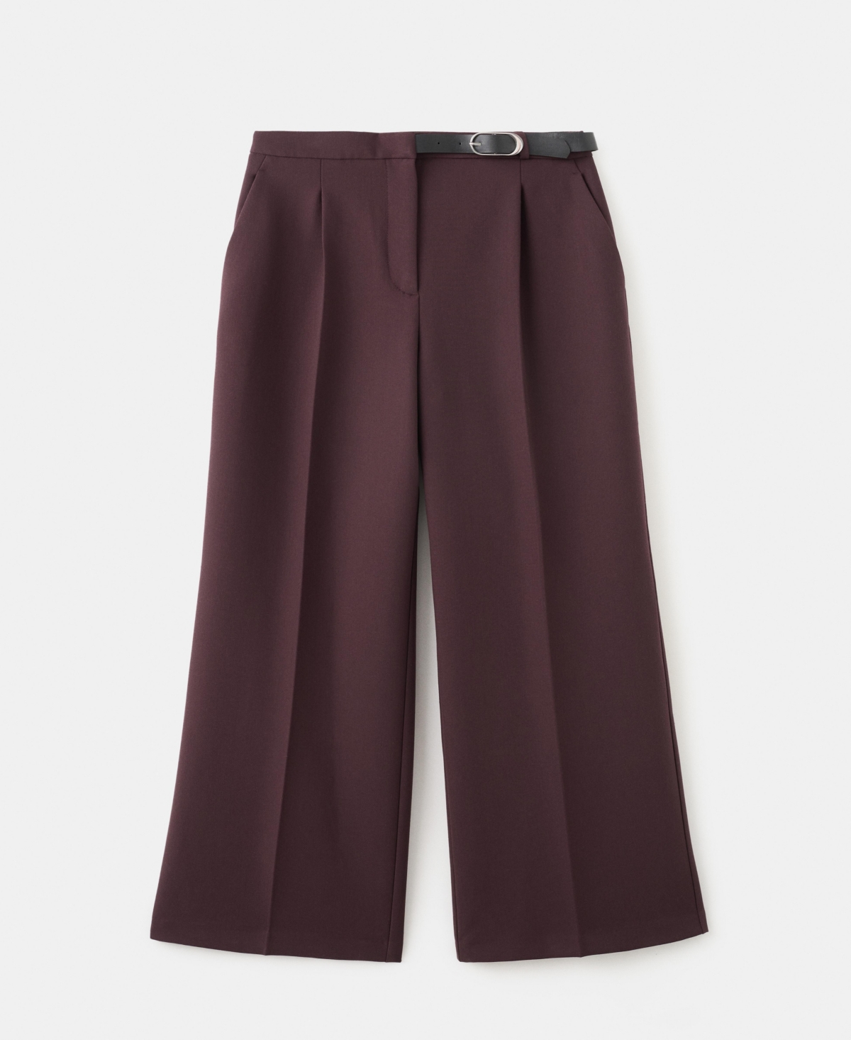 Click here for Mango Womens Belt Straight-Fit Pants - Wine prices