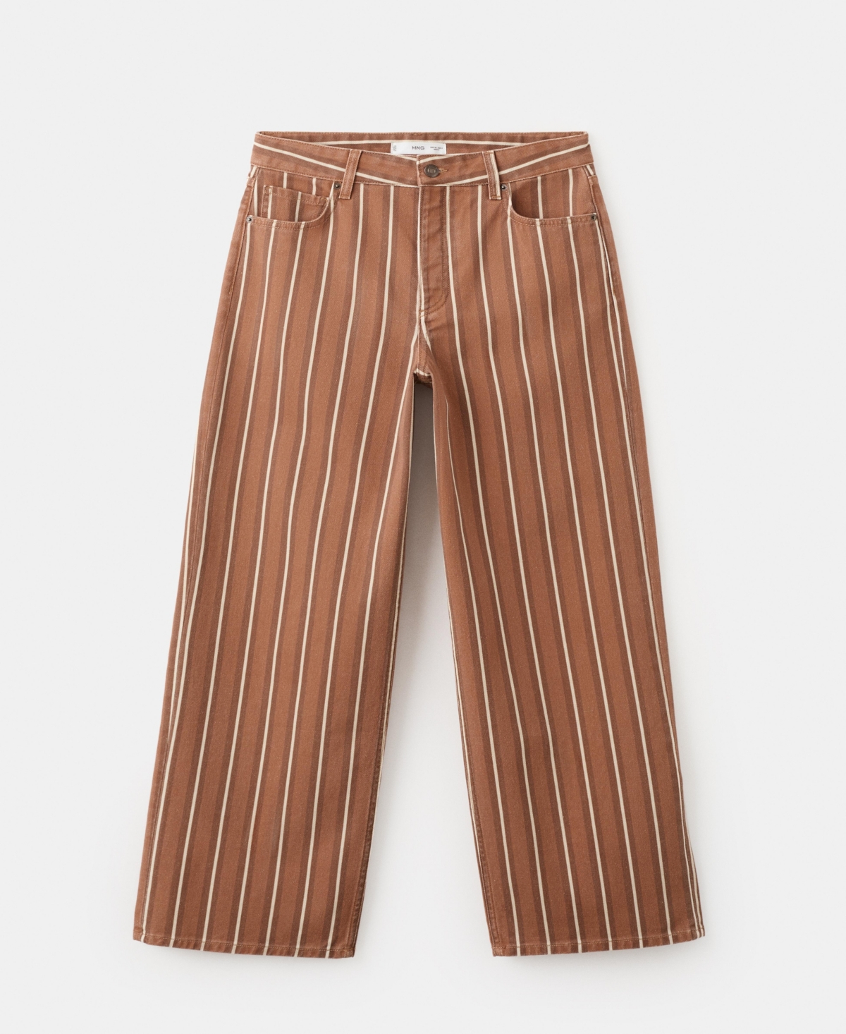 Click here for Mango Womens Straight Striped Jeans - Medium Brown prices