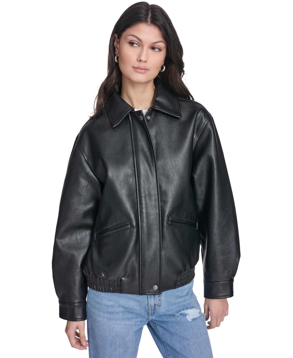 Click here for Levis Womens Faux Leather Relaxed-Fit Bomber Jacke... prices