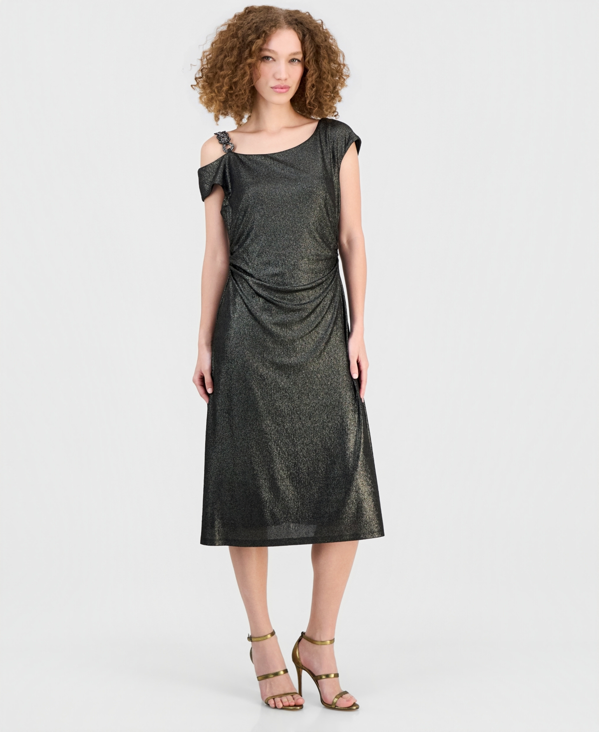 Click here for Connected Womens Off-The-Shoulder Stone Medallion... prices