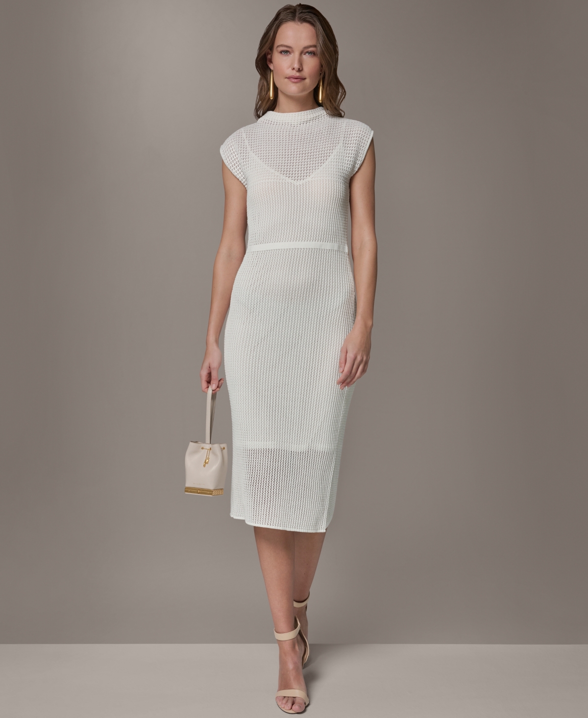 Click here for Donna Karan New York Womens Mock Neck Layered Midi... prices