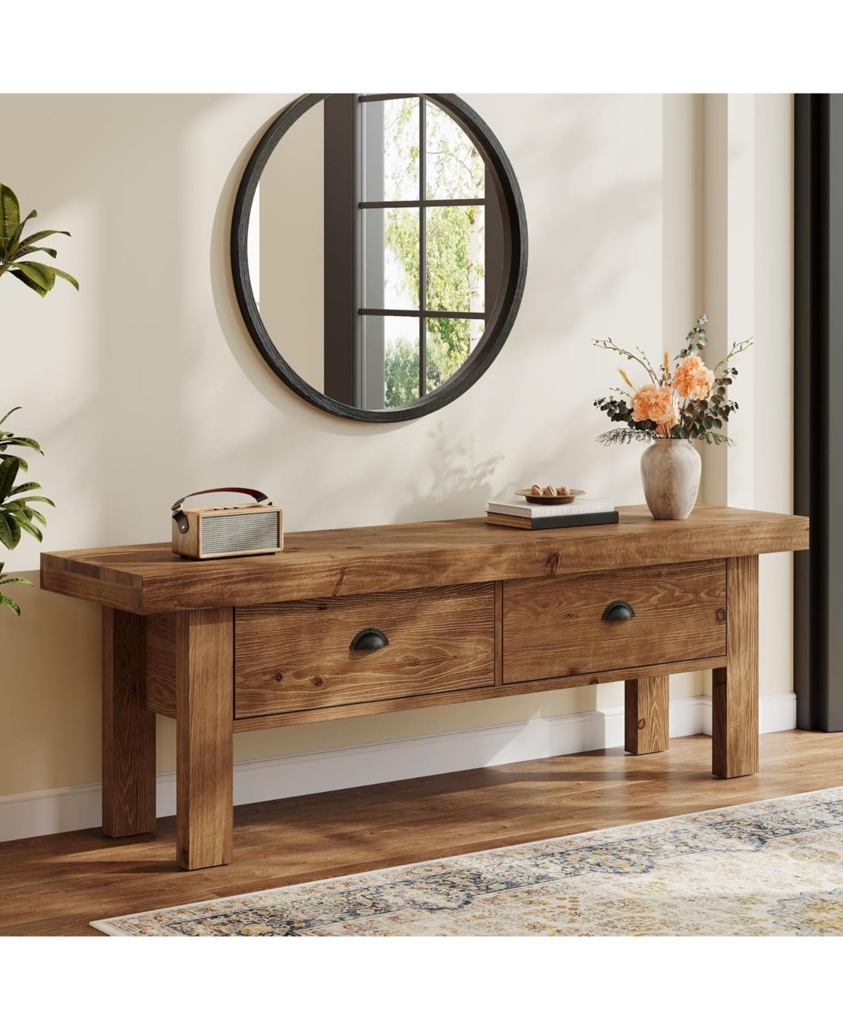 Click here for Tribesigns Solid Wood Entryway Bench with 2 Drawer... prices