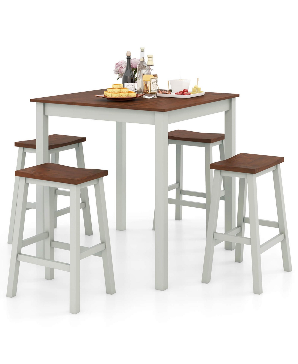 Click here for Gymax 5PCS Dining Table Set w/ 4 Saddle Stools Aca... prices