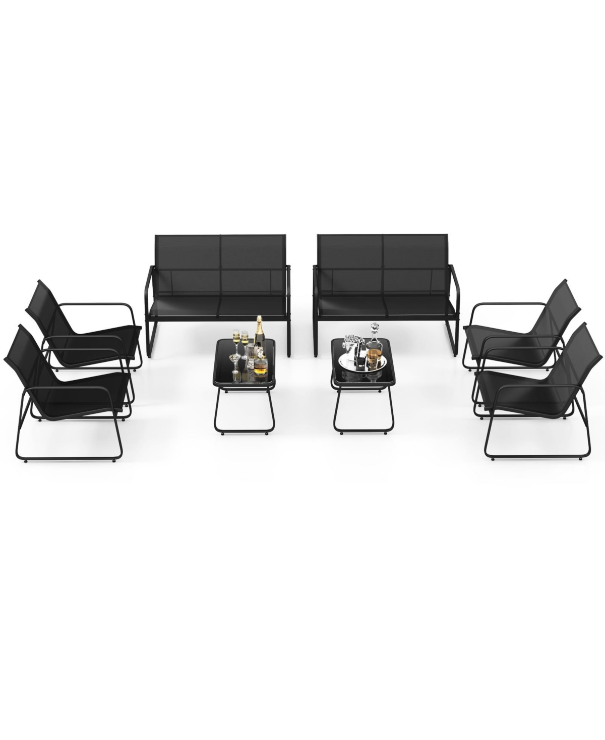 Click here for Gymax 8 Pcs Outdoor Furniture Set w/ Tempered Glas... prices