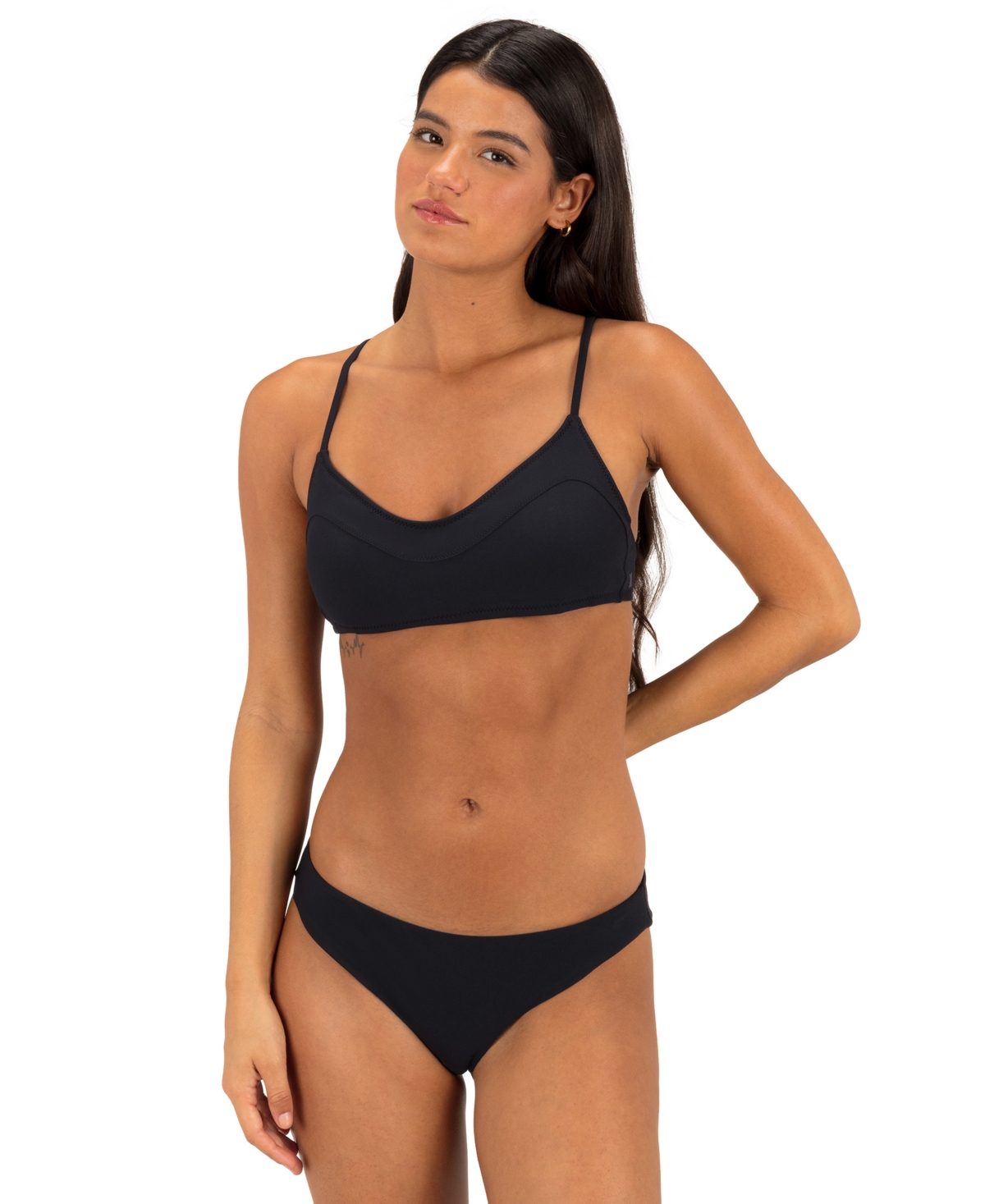 Click here for Hurley Womens Max Solid Cheeky Swim Bottoms - Blac... prices