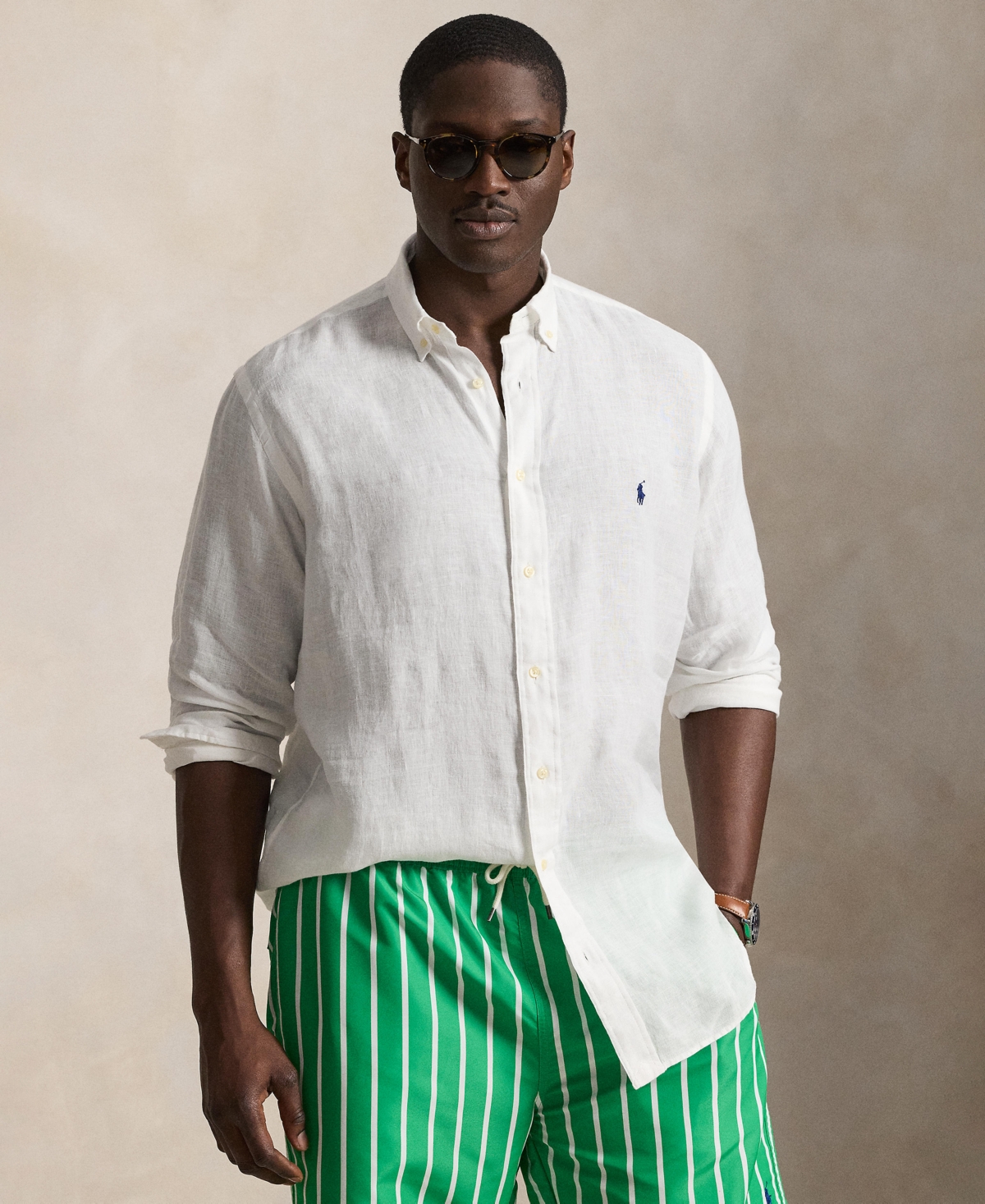 Click here for Polo Ralph Lauren Mens Big & Tall Linen Shirt - Wh... prices