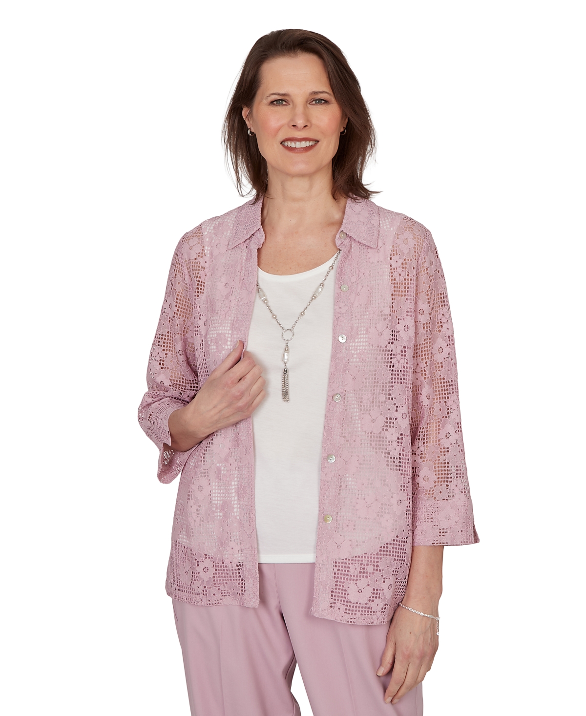 Click here for Alfred Dunner Petite Charm Floral Lace Two-In-One... prices