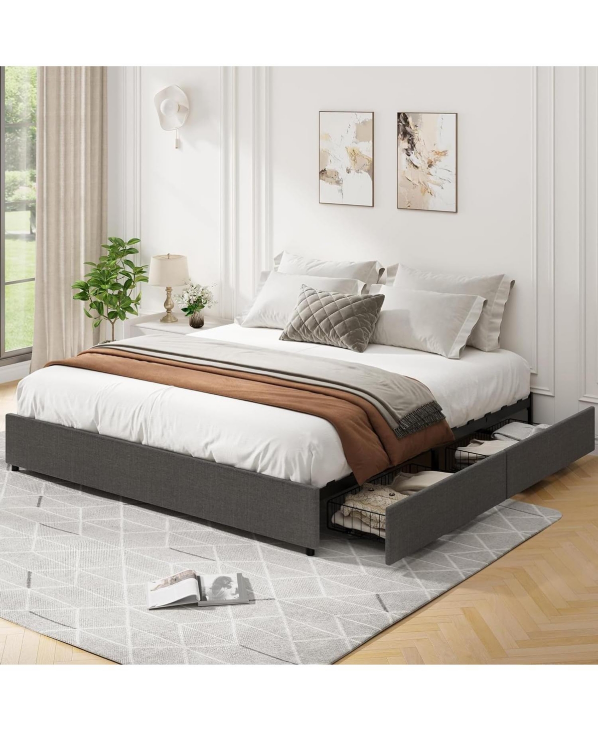 Click here for gaomon Platform Bed Frame with 4 Storage Drawers a... prices