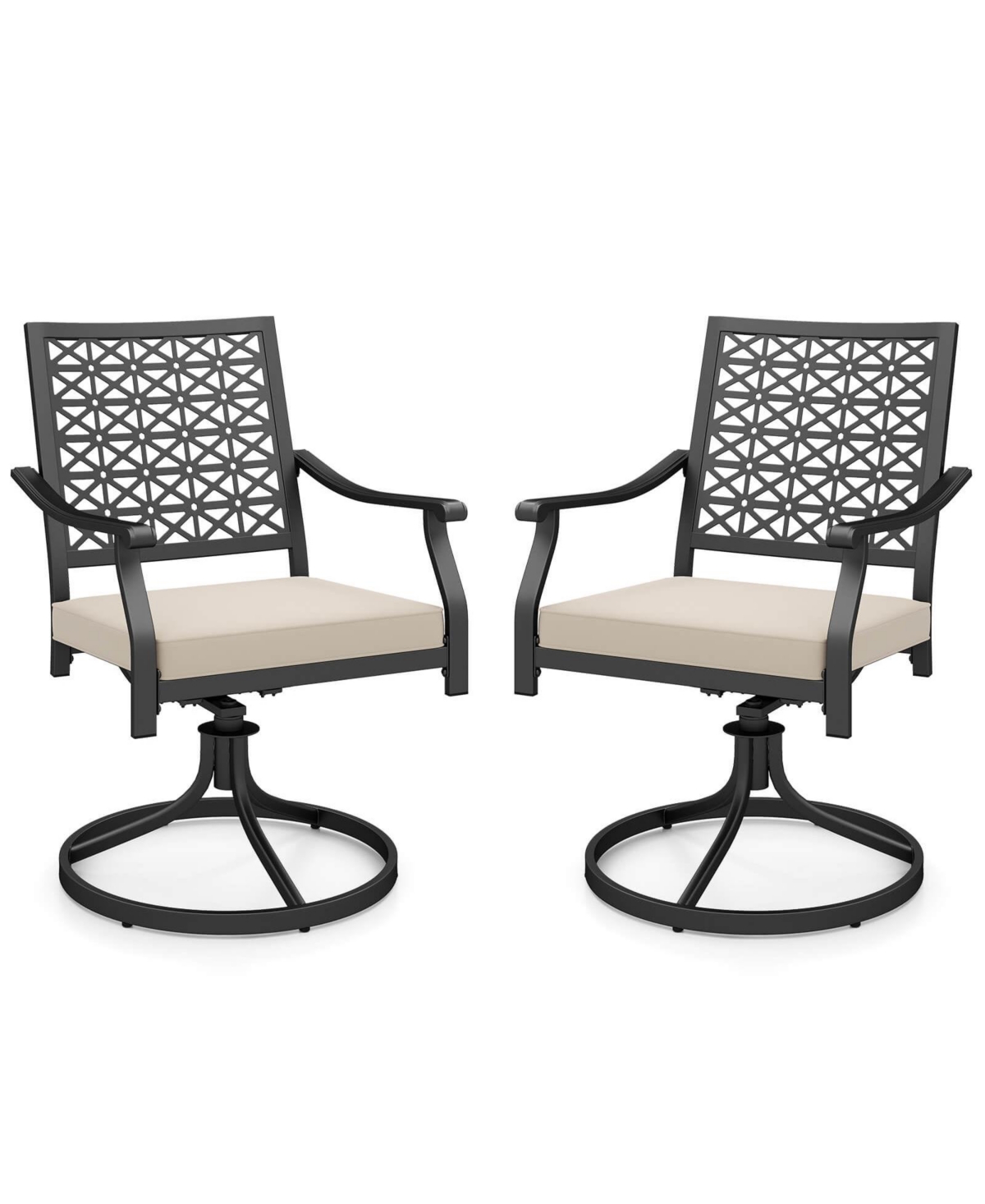 Click here for 2 Pcs Outdoor Swivel Chairs Patio Dining Chairs wi... prices