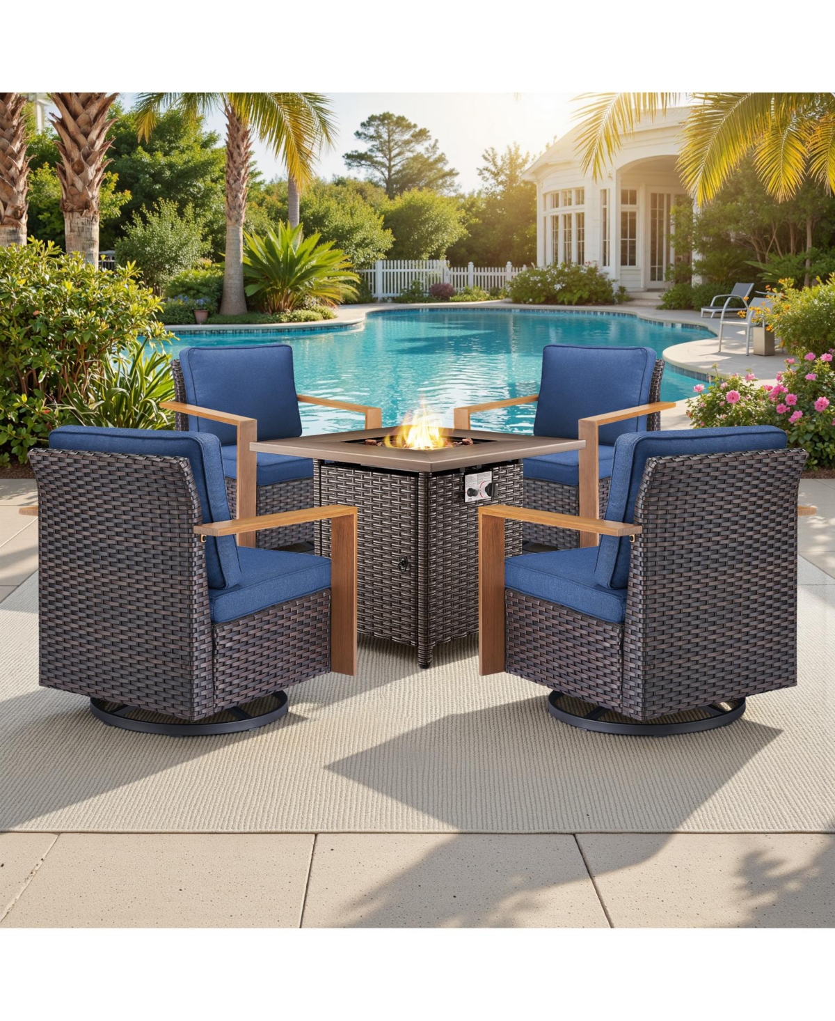 Click here for Gymojoy 5pieces Cushioned Patio Dining Set with Fi... prices