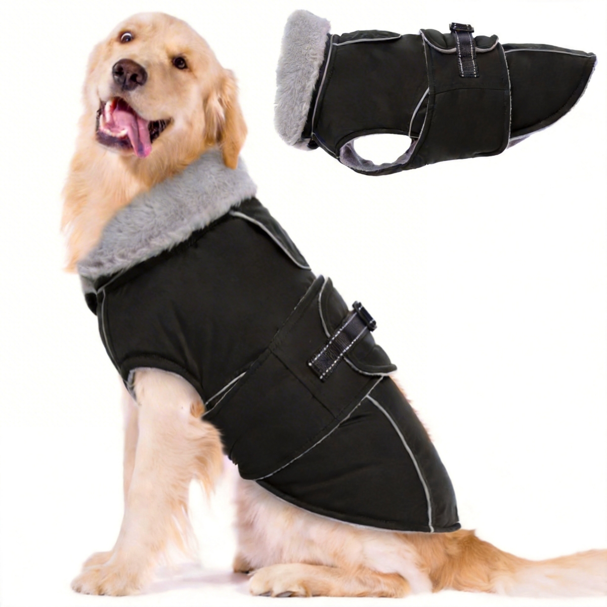 Click here for Aronkl Reflective Waterproof Dog Jacket with Fur C... prices