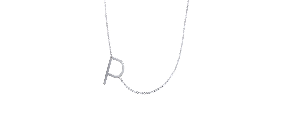 Click here for Oak & Luna Sideways Initial Necklace in Sterling S... prices