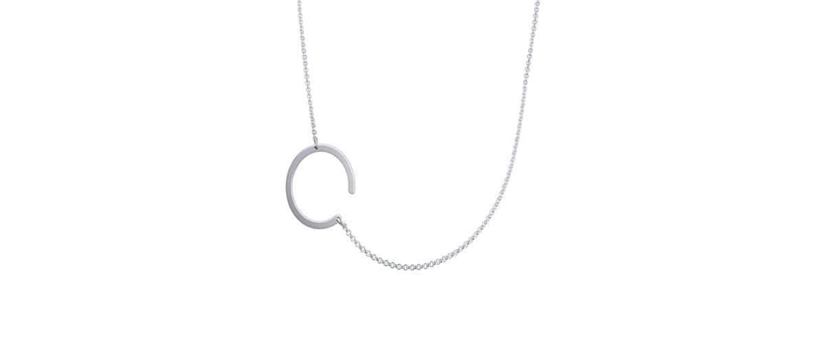 Click here for Oak & Luna Sideways Initial Necklace in Sterling S... prices