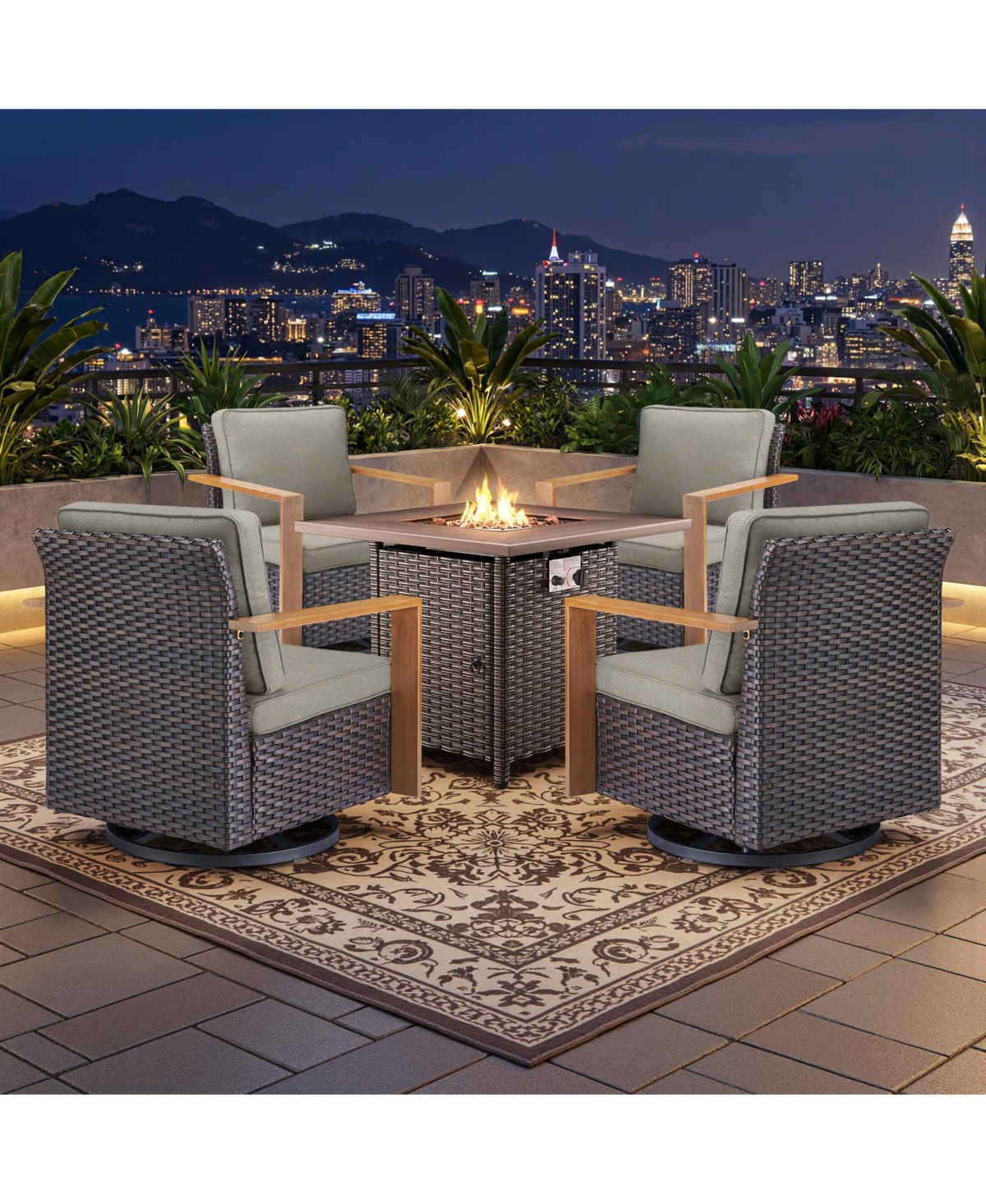 Click here for Gymojoy 5pieces Cushioned Patio Dining Set with Fi... prices