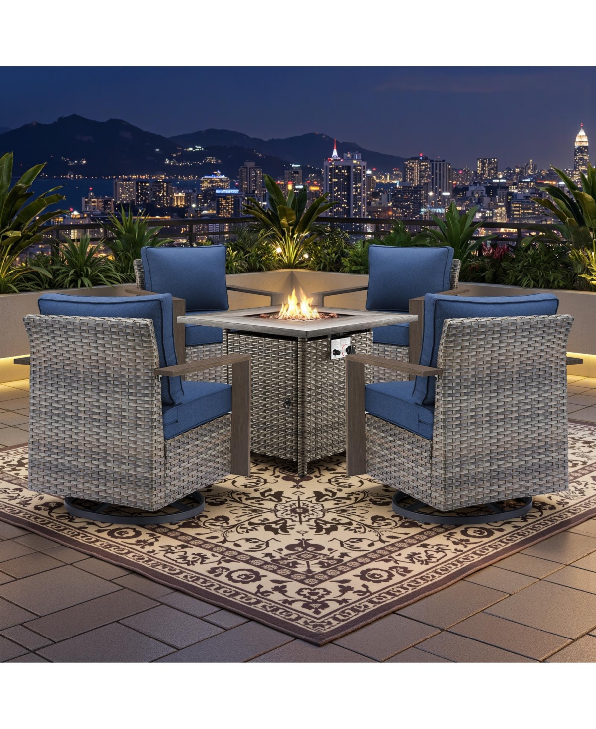 Click here for Gymojoy 5pieces Cushioned Patio Dining Set with Fi... prices