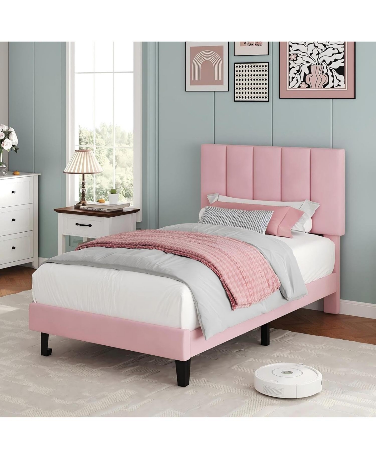 Click here for gaomon Bed Frame  Velvet Upholstered Platform Bed... prices