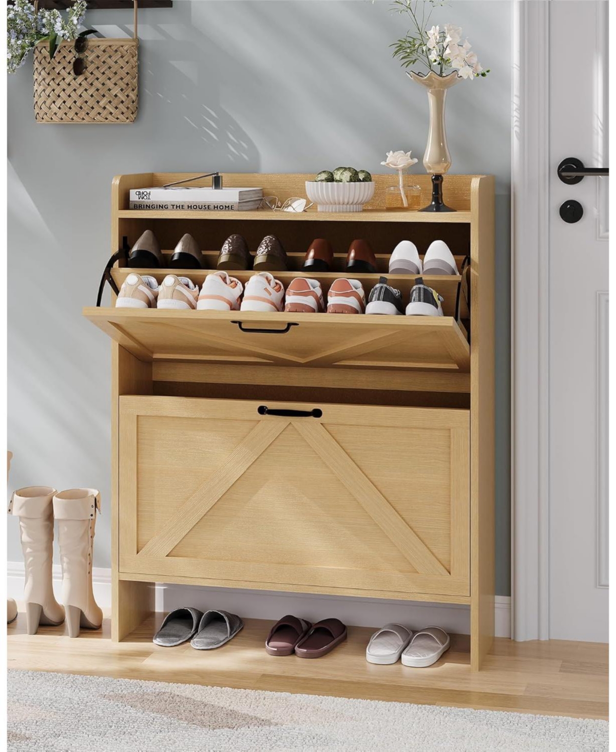 Click here for gaomon Narrow Shoe Cabinet with 2 Flip Drawers Fre... prices