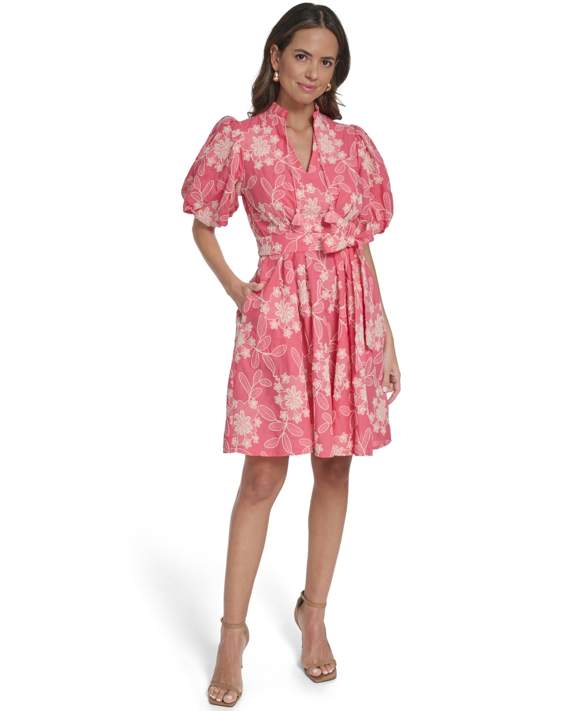 Click here for Eliza J Womens Floral Embroidery V-Neck Short Dres... prices