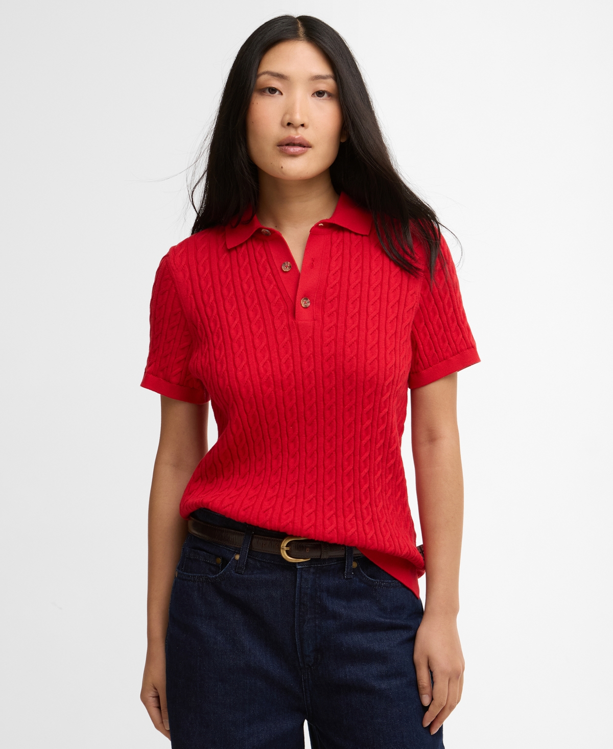 Click here for Barbour Womens Hartland Knitted Short-Sleeve Polo... prices