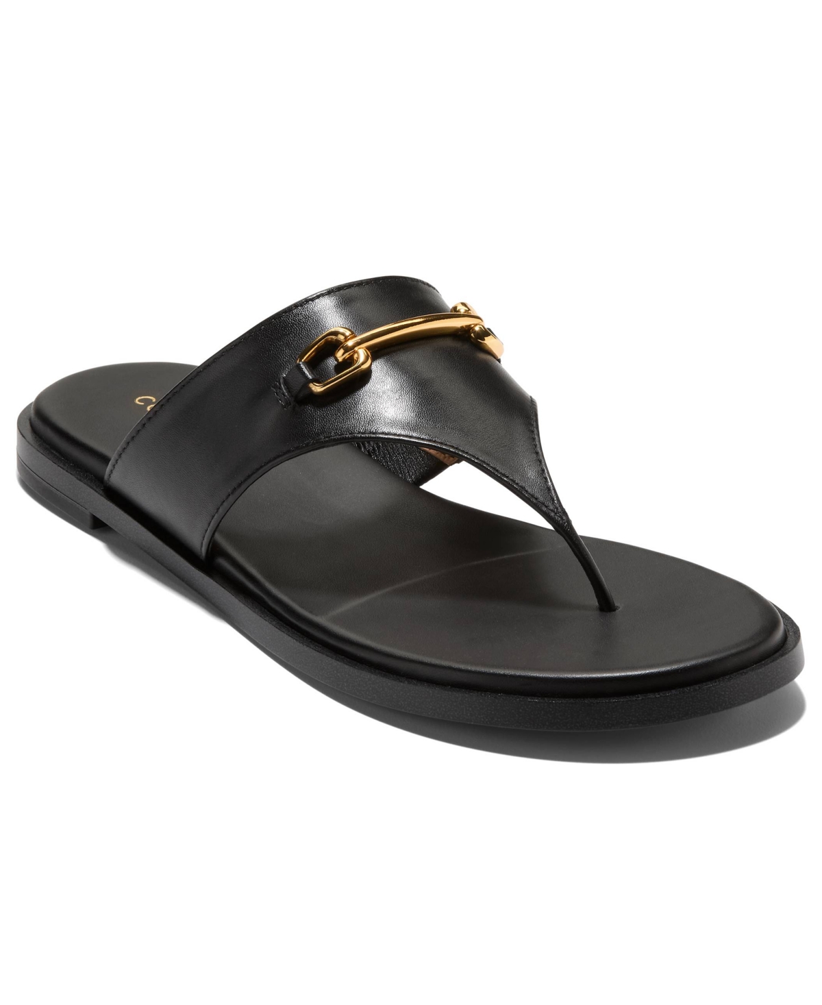 Click here for Cole Haan Womens Flynn Thong Sandals - Black Leath... prices