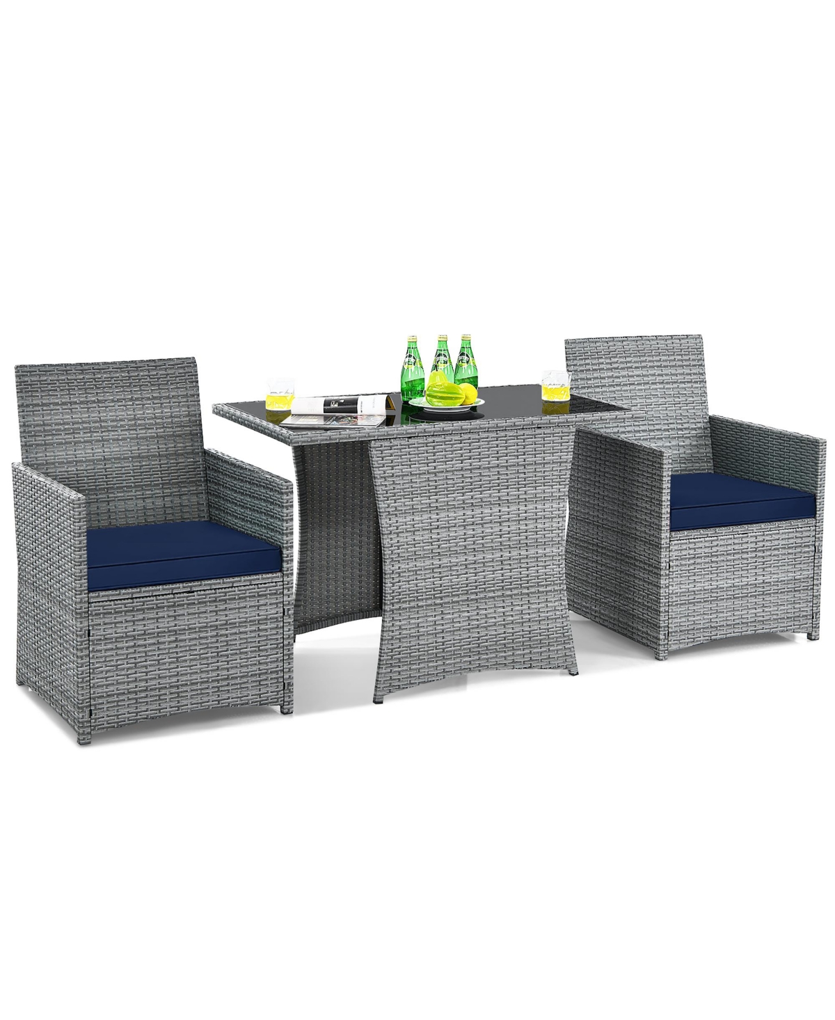 Click here for 3PCS Patio Rattan Furniture Set Cushioned Sofa Arm... prices