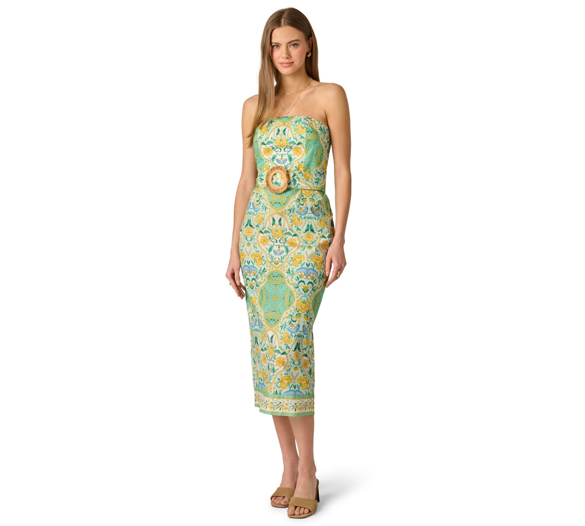 Click here for Adrianna Womens Strapless Printed Midi Dress - Min... prices