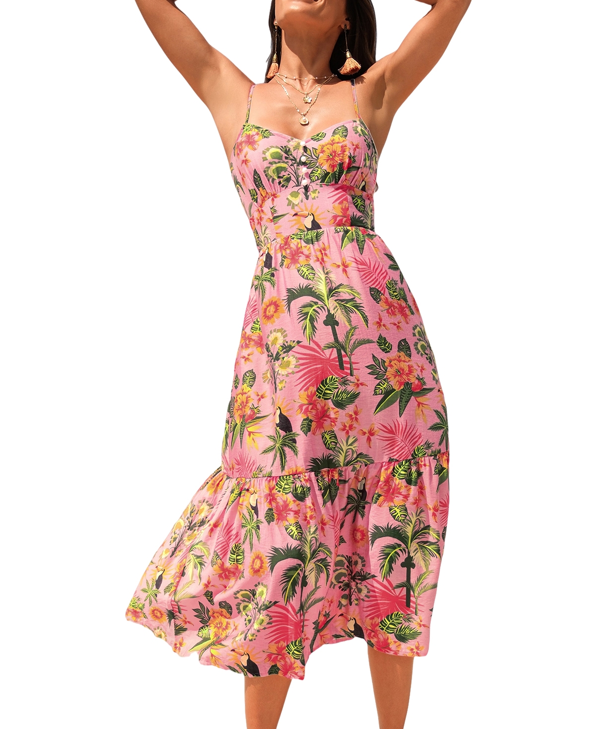 Click here for Cupshe Womens Southbound Tropical Midi Beach Dress... prices