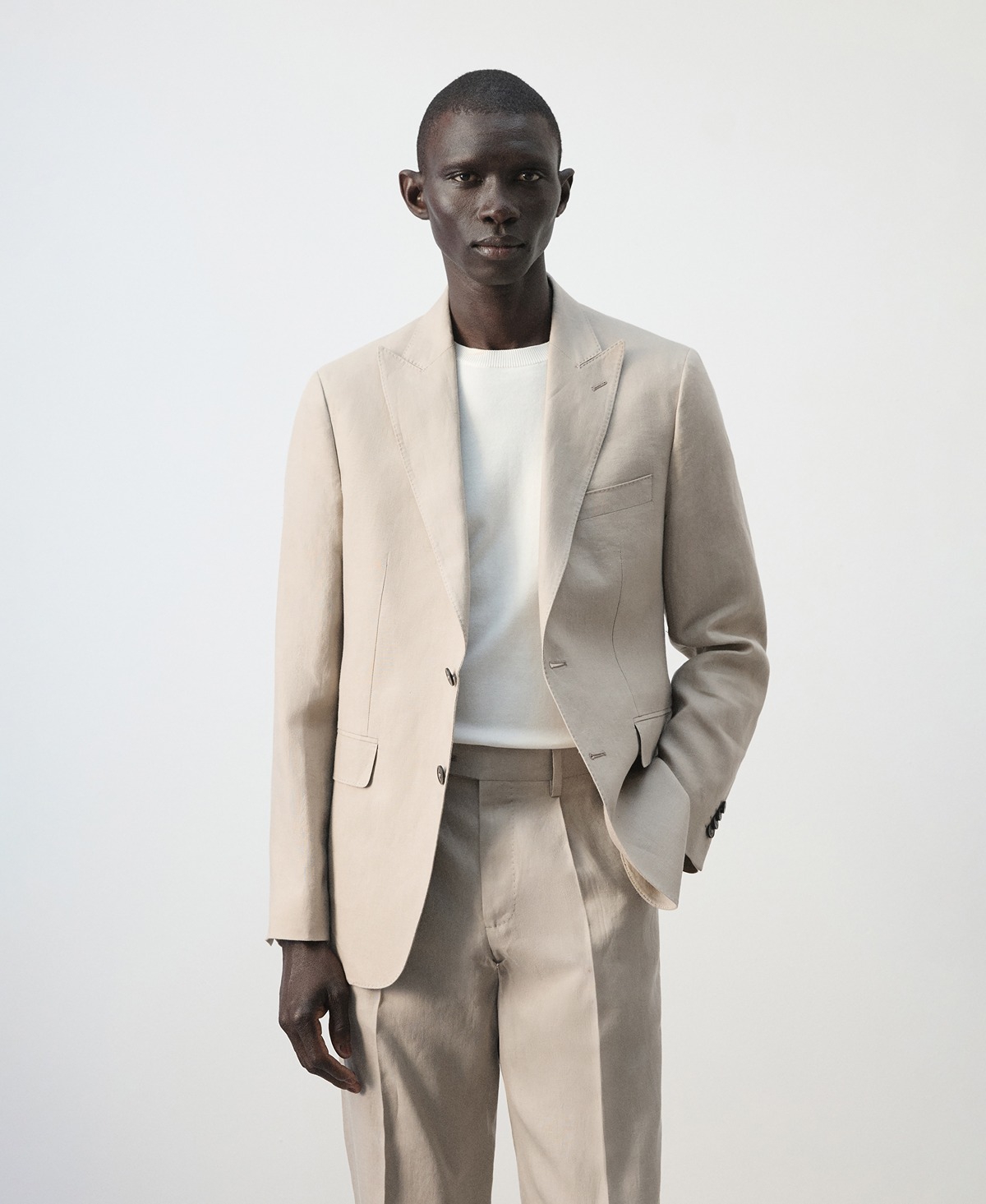 Click here for Mango Mens Amalfi Linen Slim-Fit Suit Blazer - Bei... prices