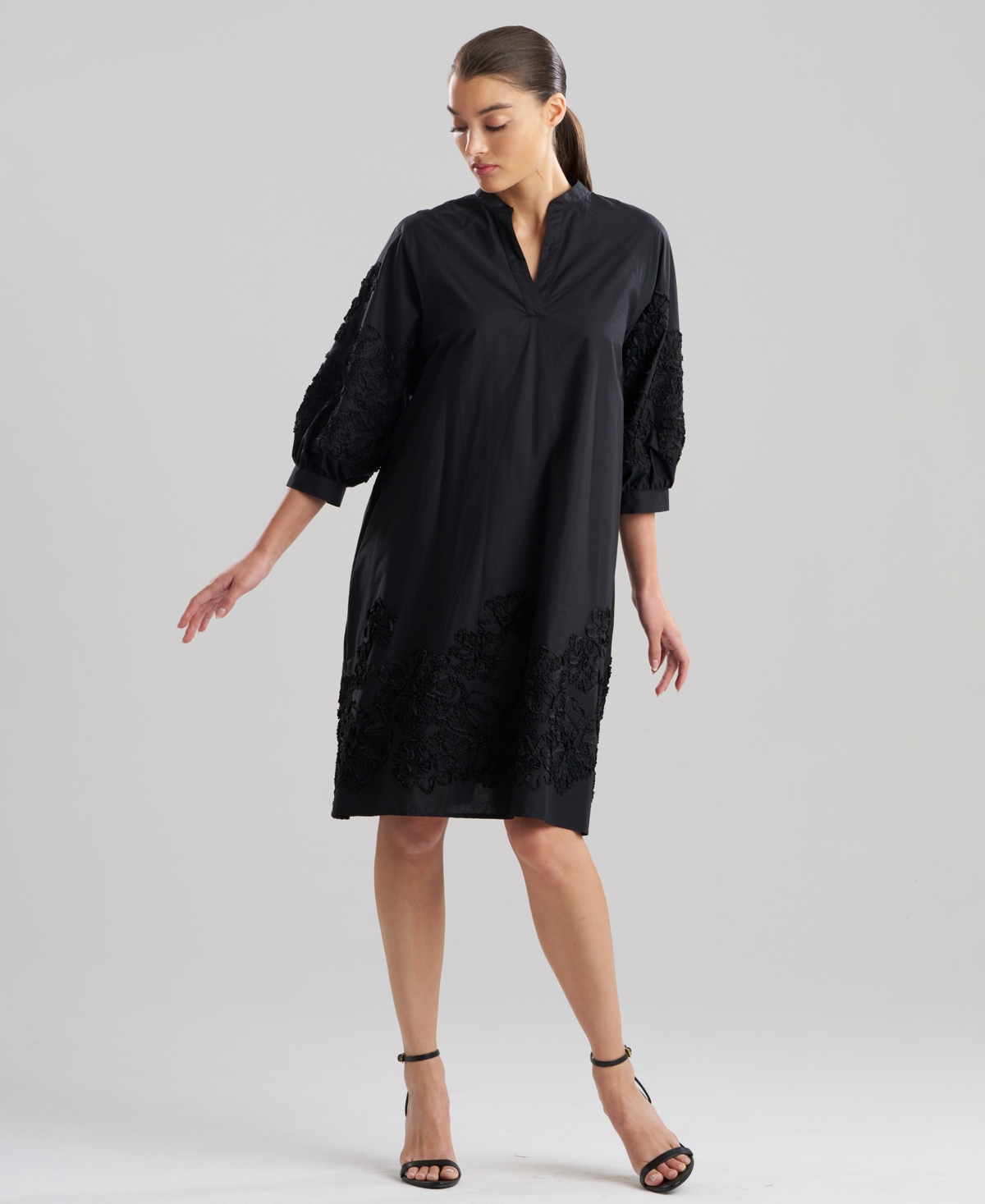 Click here for Natori Womens Carnation Embroidery V-Neck Dress -... prices