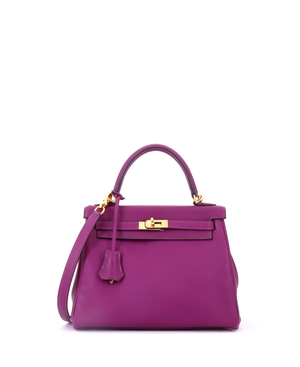 Click here for Pre-Owned HERMES Kelly 25 Handbag Purple Swift wit... prices