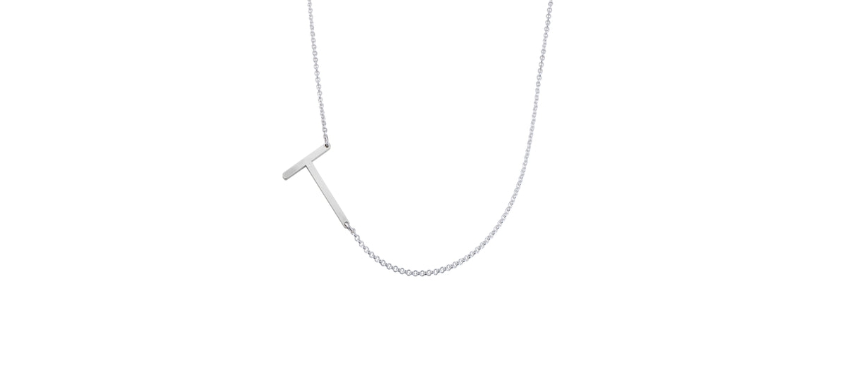 Click here for Oak & Luna Sideways Initial Necklace in Sterling S... prices