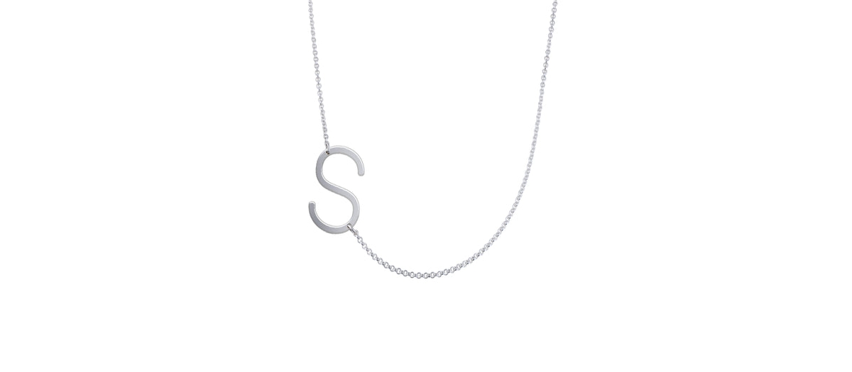 Click here for Oak & Luna Sideways Initial Necklace in Sterling S... prices