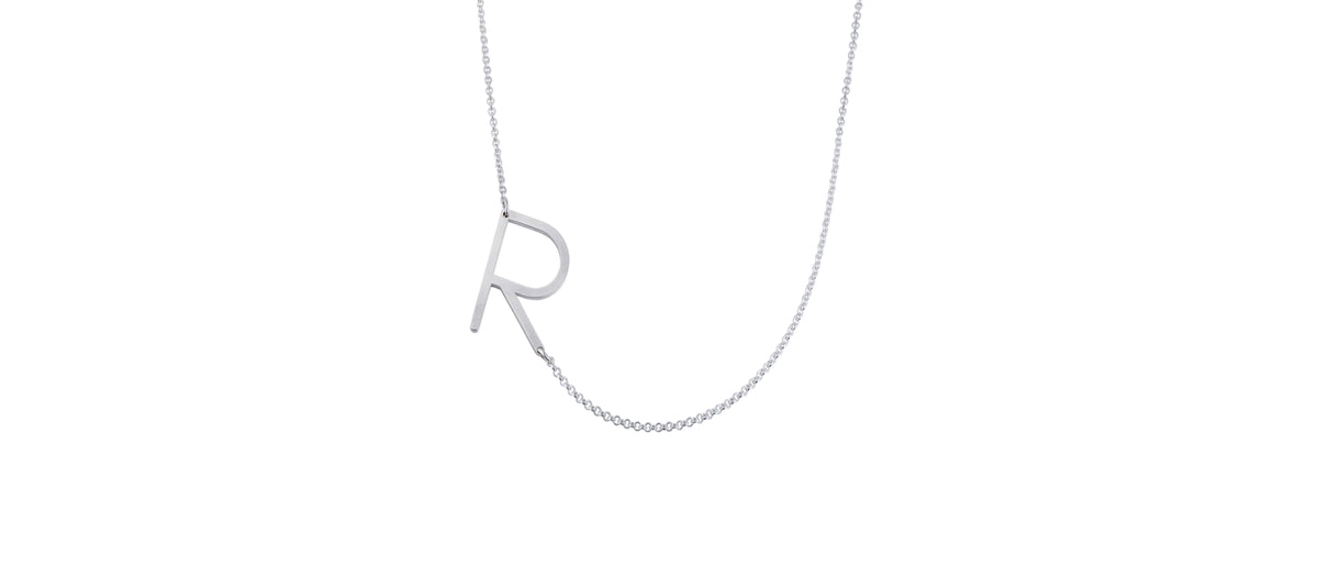 Click here for Oak & Luna Sideways Initial Necklace in Sterling S... prices