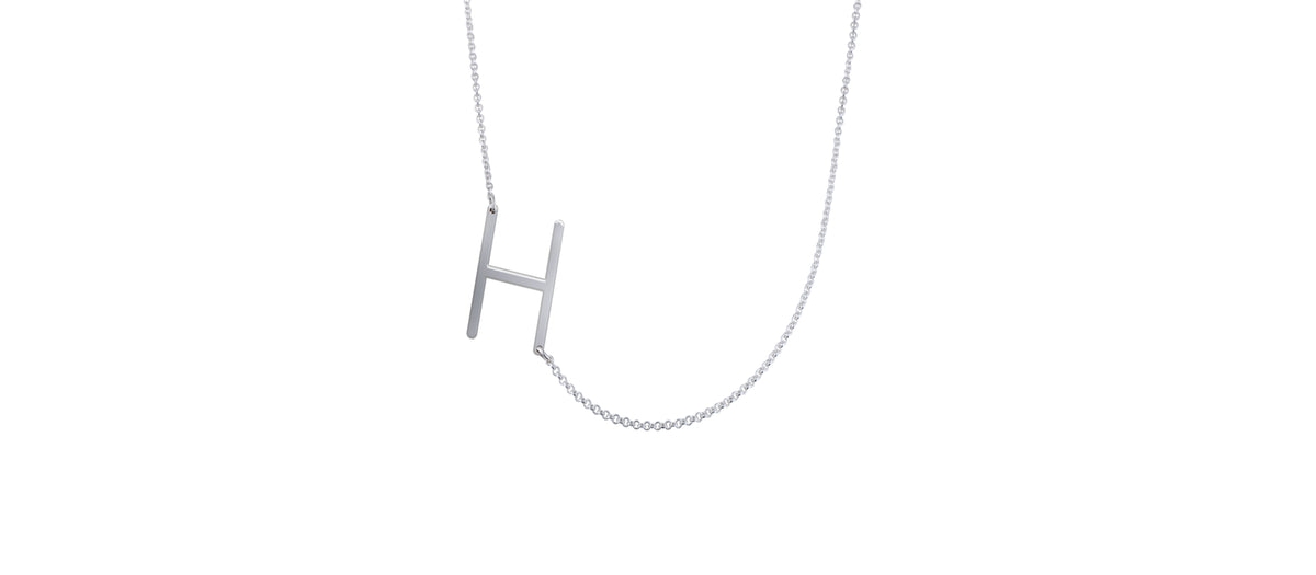 Click here for Oak & Luna Sideways Initial Necklace in Sterling S... prices