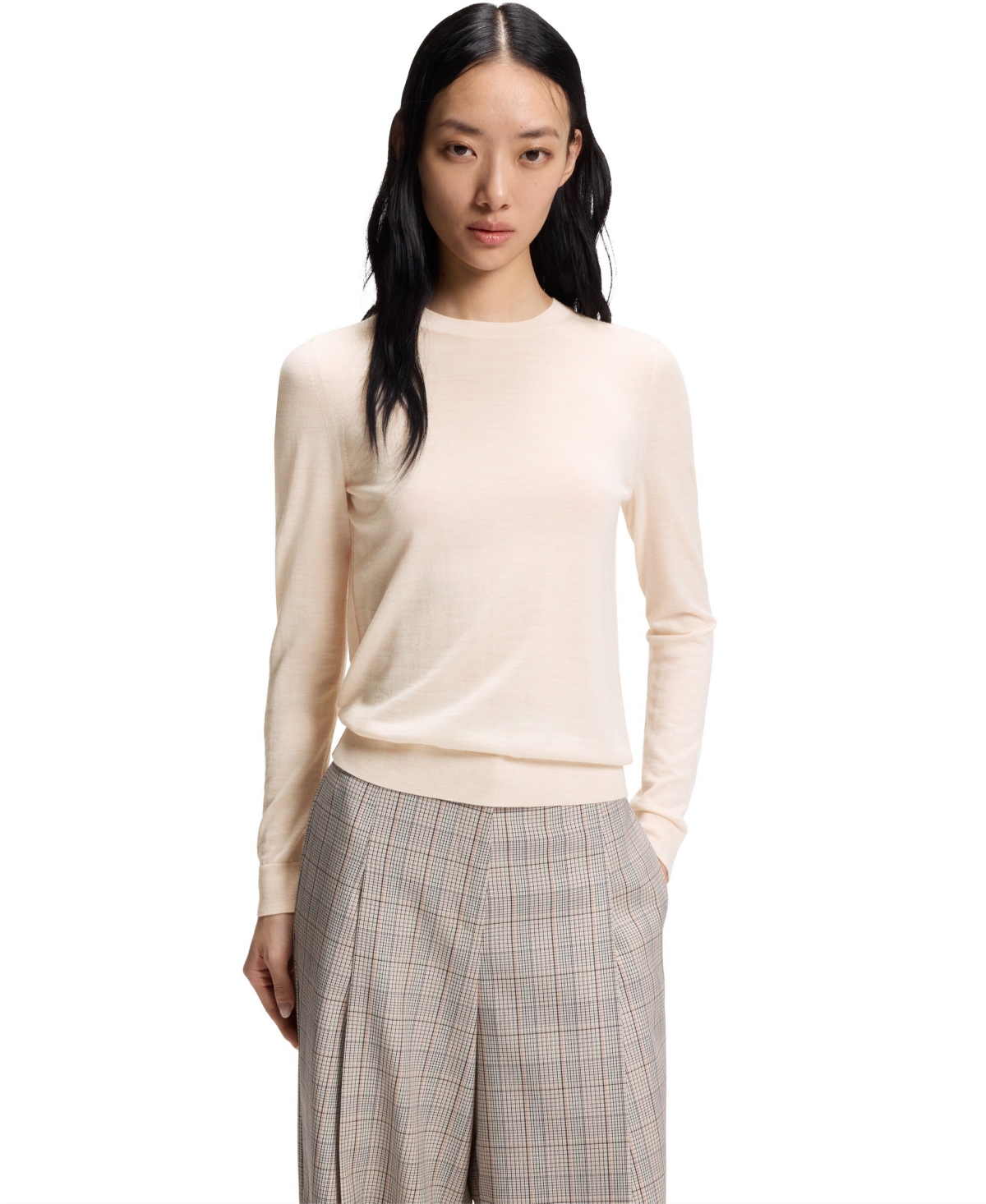 Click here for Boss by Hugo Boss Womens Merino Wool Slim-Fit Swea... prices