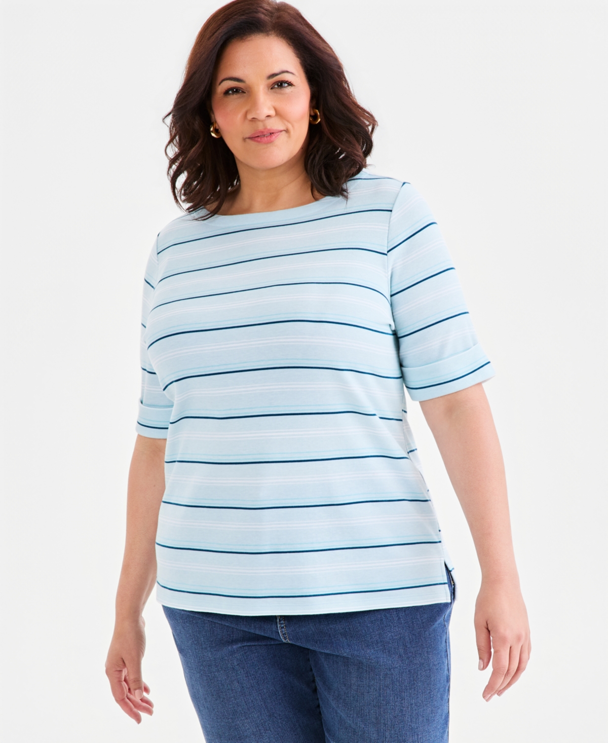 Click here for Style & Co Plus Size Cuffed Elbow-Sleeve Top  Macy... prices
