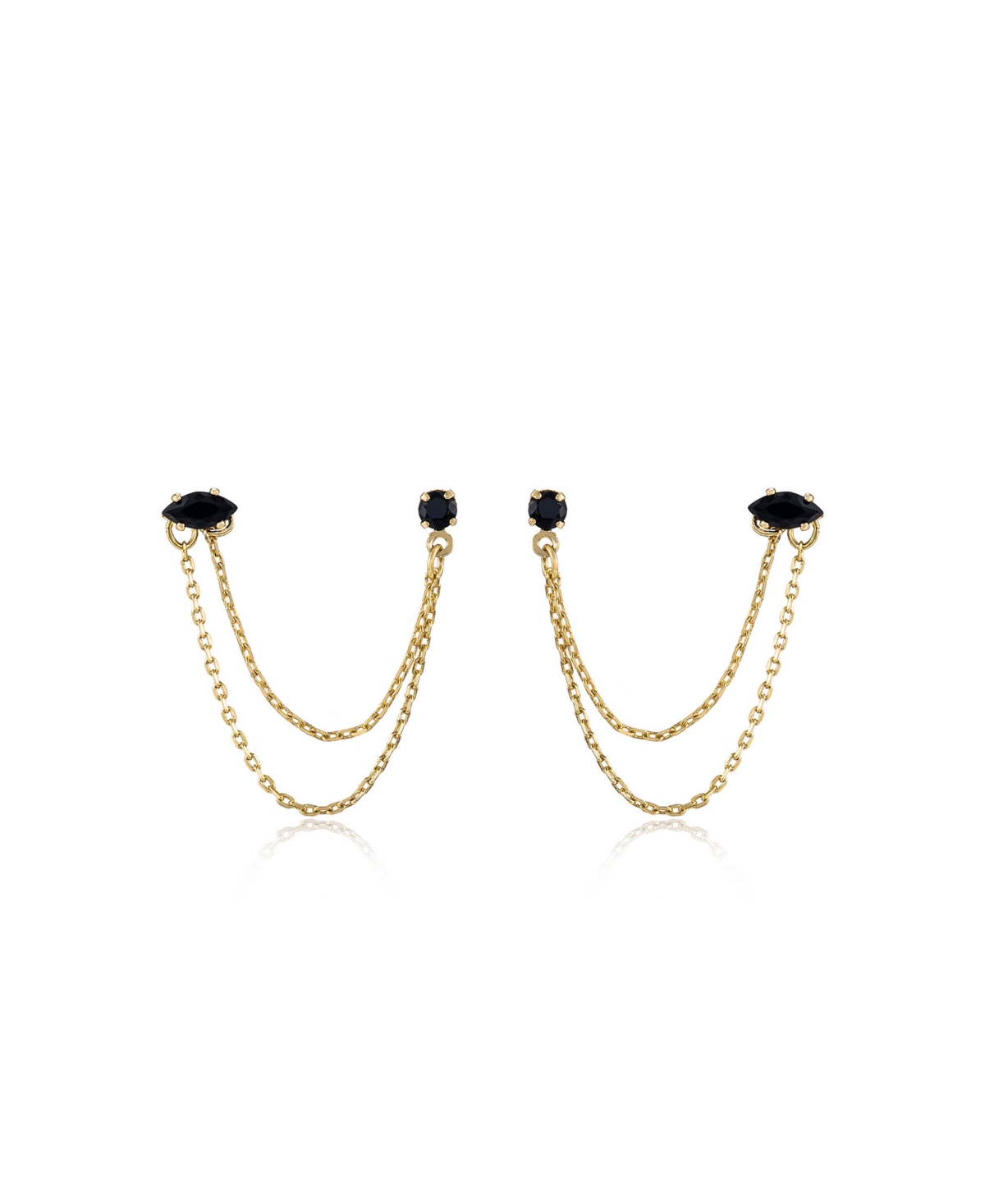 Click here for Ettika Double Piercing Chain Dangle Earrings - Gol... prices