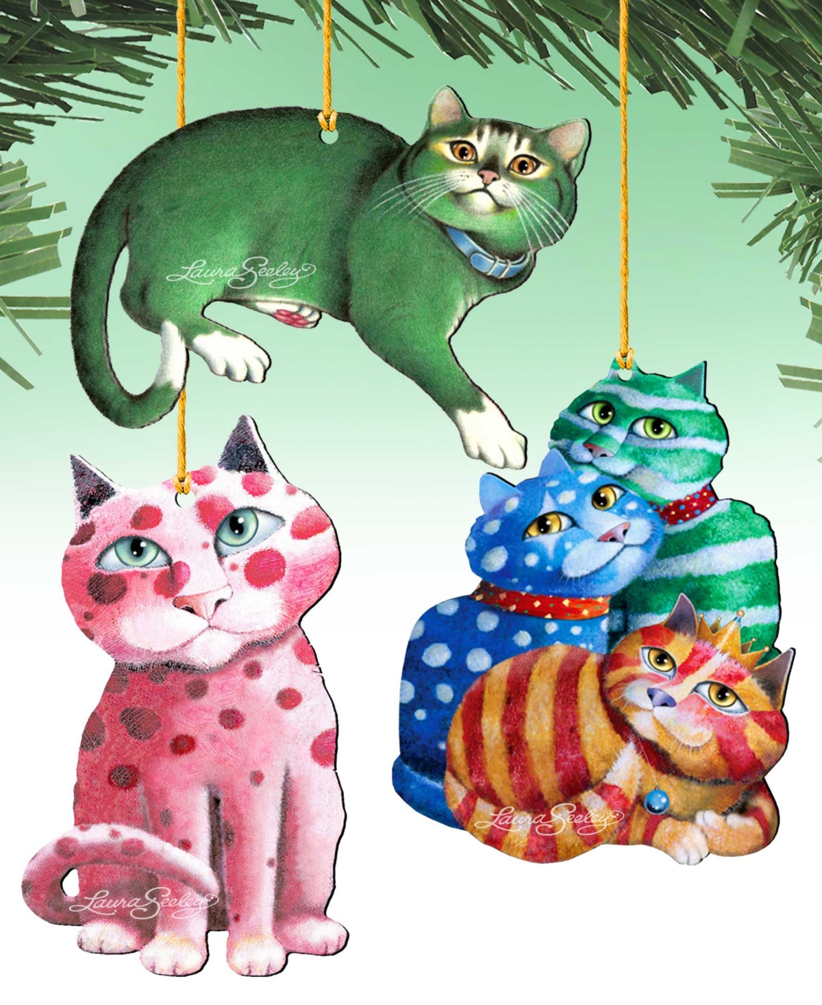 Click here for Designocracy Rainbow Cats Holiday Ornaments  Set o... prices