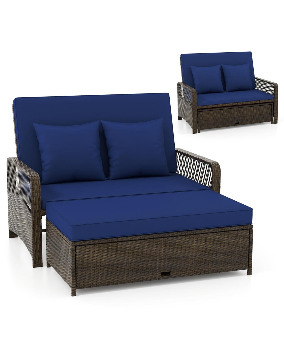 Click here for Gymax Patio Rattan Daybed Wicker Loveseat Sofa w/... prices