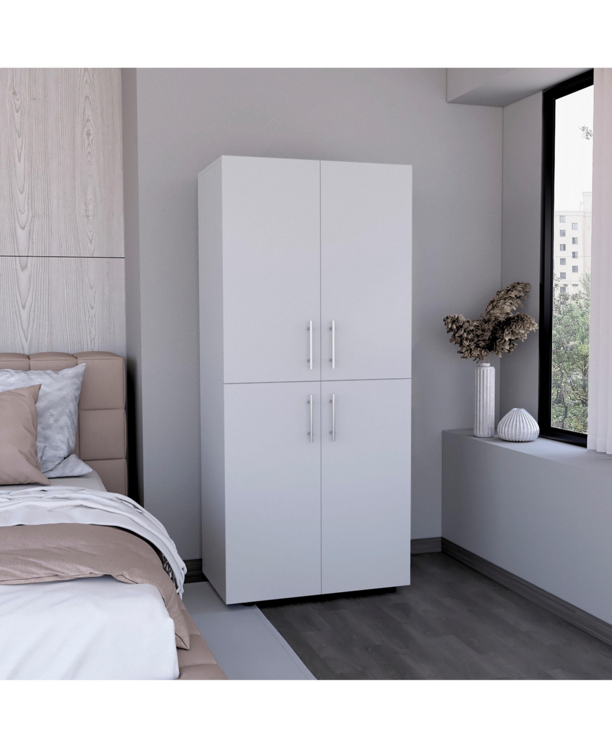 Click here for flynama 70inch Hazel Armoire 4-Door 6 Shelves 2 Ha... prices