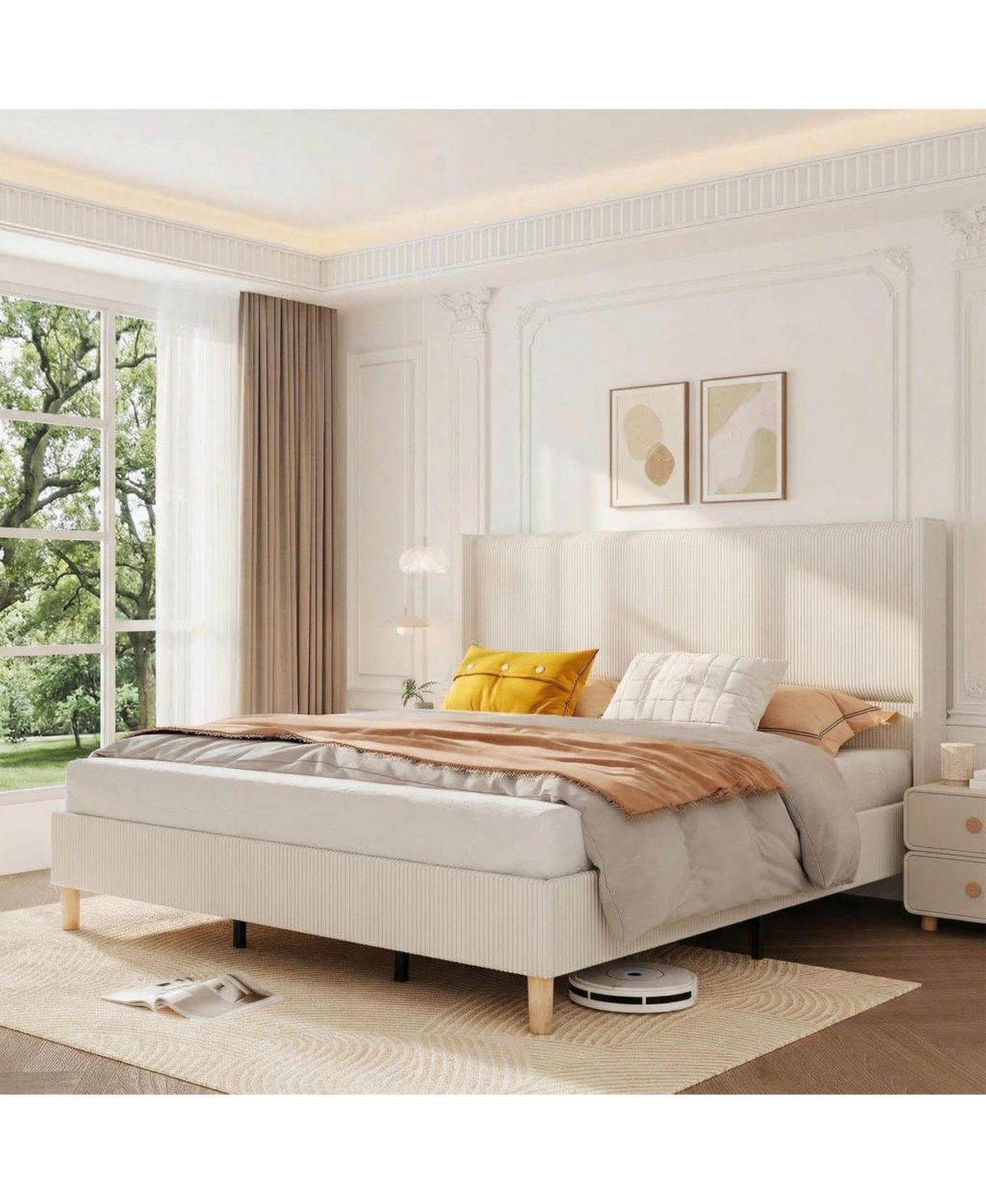 Click here for gaomon King Size Bed Frame  Corduroy Platform Bed... prices