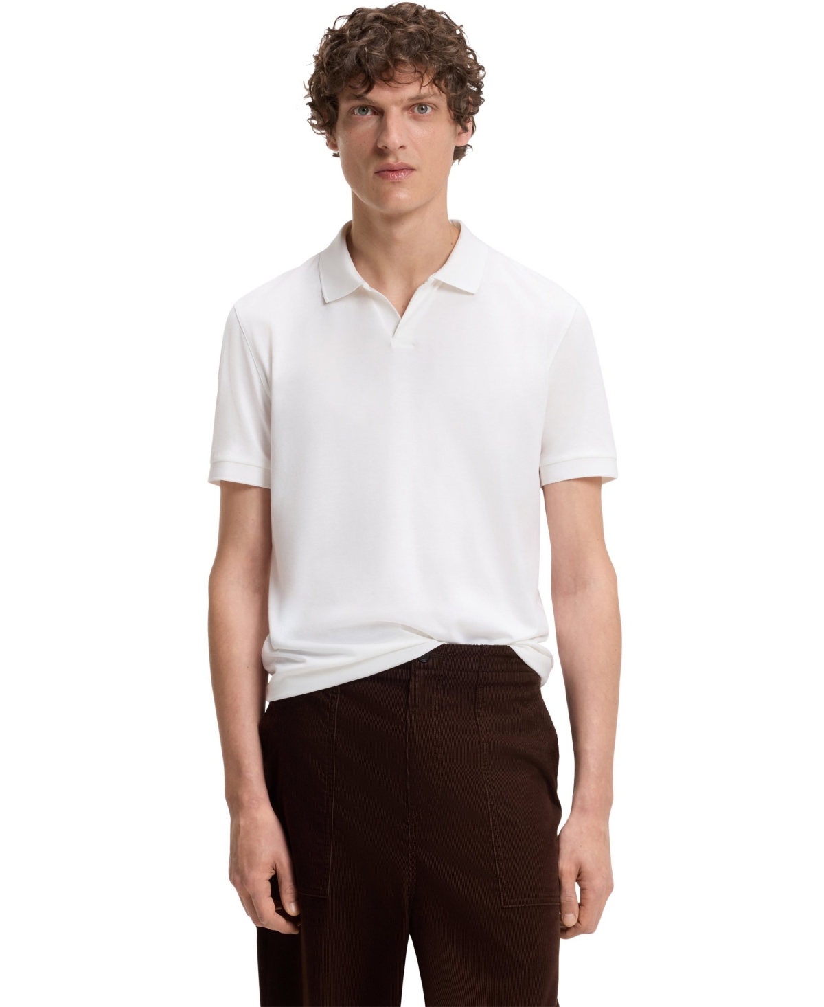 Click here for Boss by Hugo Boss Mens Cotton Silk Polo Shirt - Wh... prices