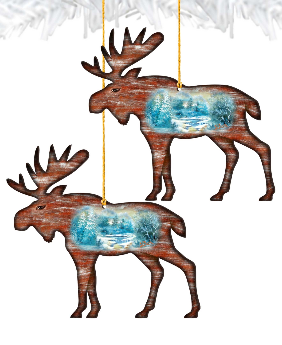 Click here for Designocracy Woodsy Moose Scenic Wooden Christmas... prices