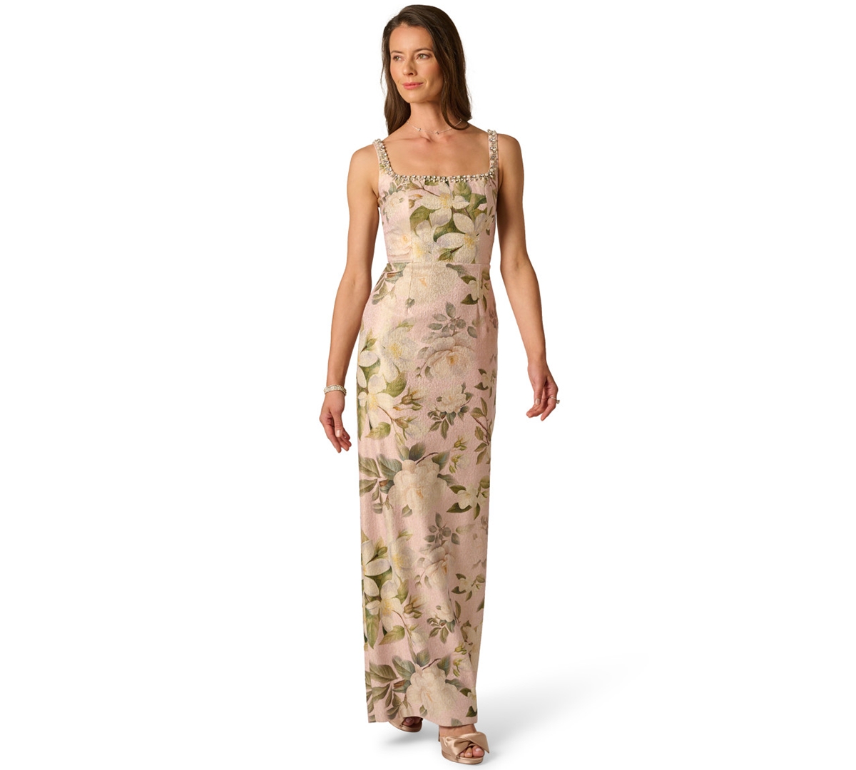 Click here for Adrianna Papell Womens Printed Jacquard Bead Squar... prices