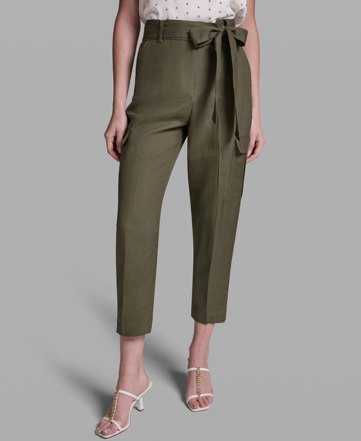 Click here for Bcbg Womens Tie-Waist Utility Pants - Rustic Olive prices