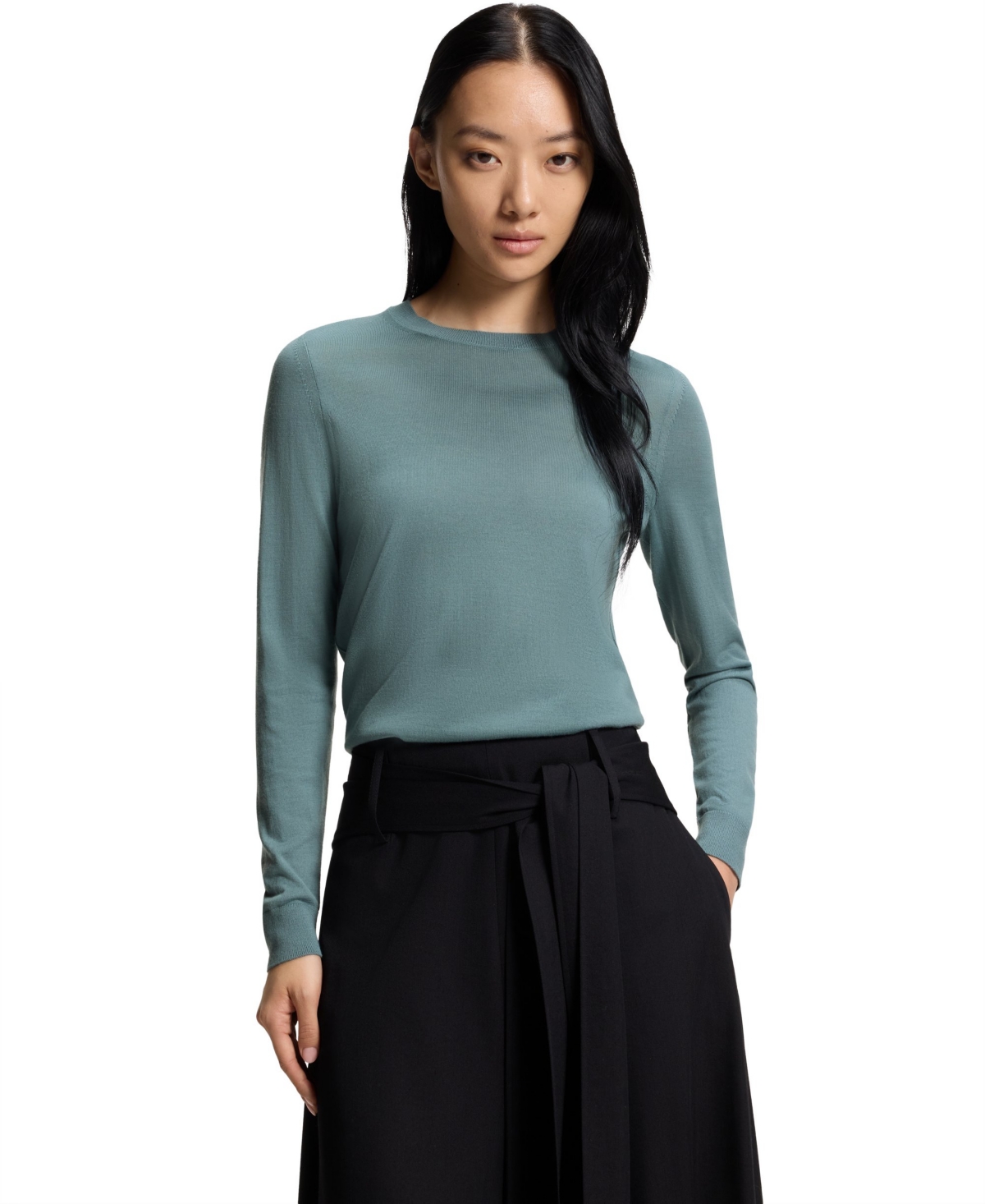 Click here for Boss by Hugo Boss Womens Merino Wool Slim-Fit Swea... prices