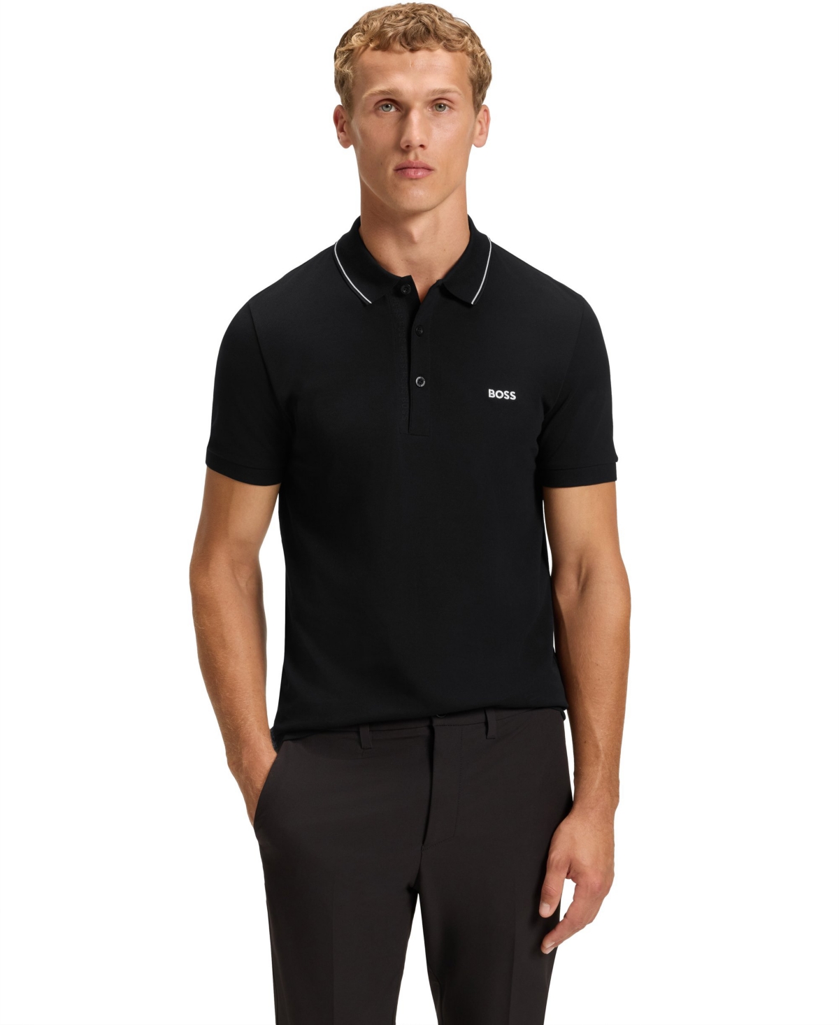 Click here for Boss by Hugo Boss Mens Tonal Logo Slim-Fit Polo Sh... prices