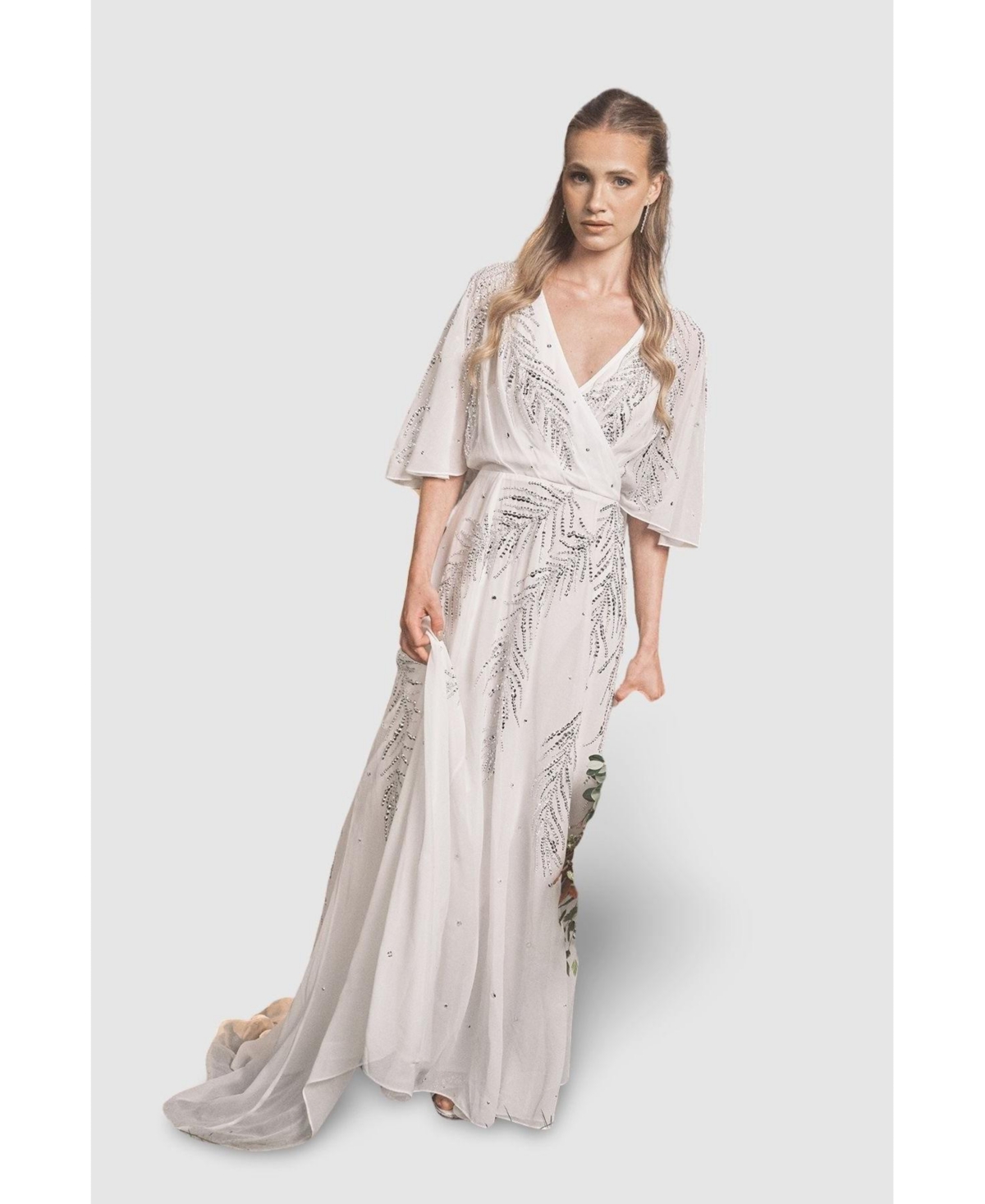 Click here for Coast Womens Angel Sleeve Maxi Wedding Dress - Ivo... prices